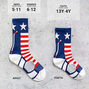 ChalkTalkSPORTS Hockey Woven Mid-Calf Socks | USA | Red & White & Blue