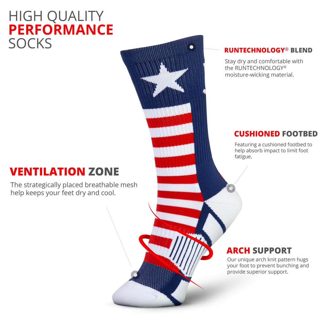 ChalkTalkSPORTS Hockey Woven Mid-Calf Socks | USA | Red & White & Blue