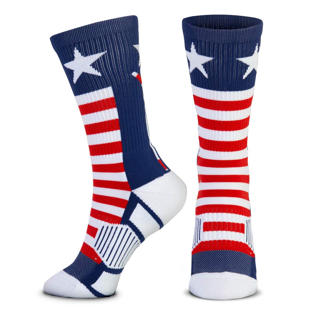 ChalkTalkSPORTS Hockey Woven Mid-Calf Socks | USA | Red & White & Blue