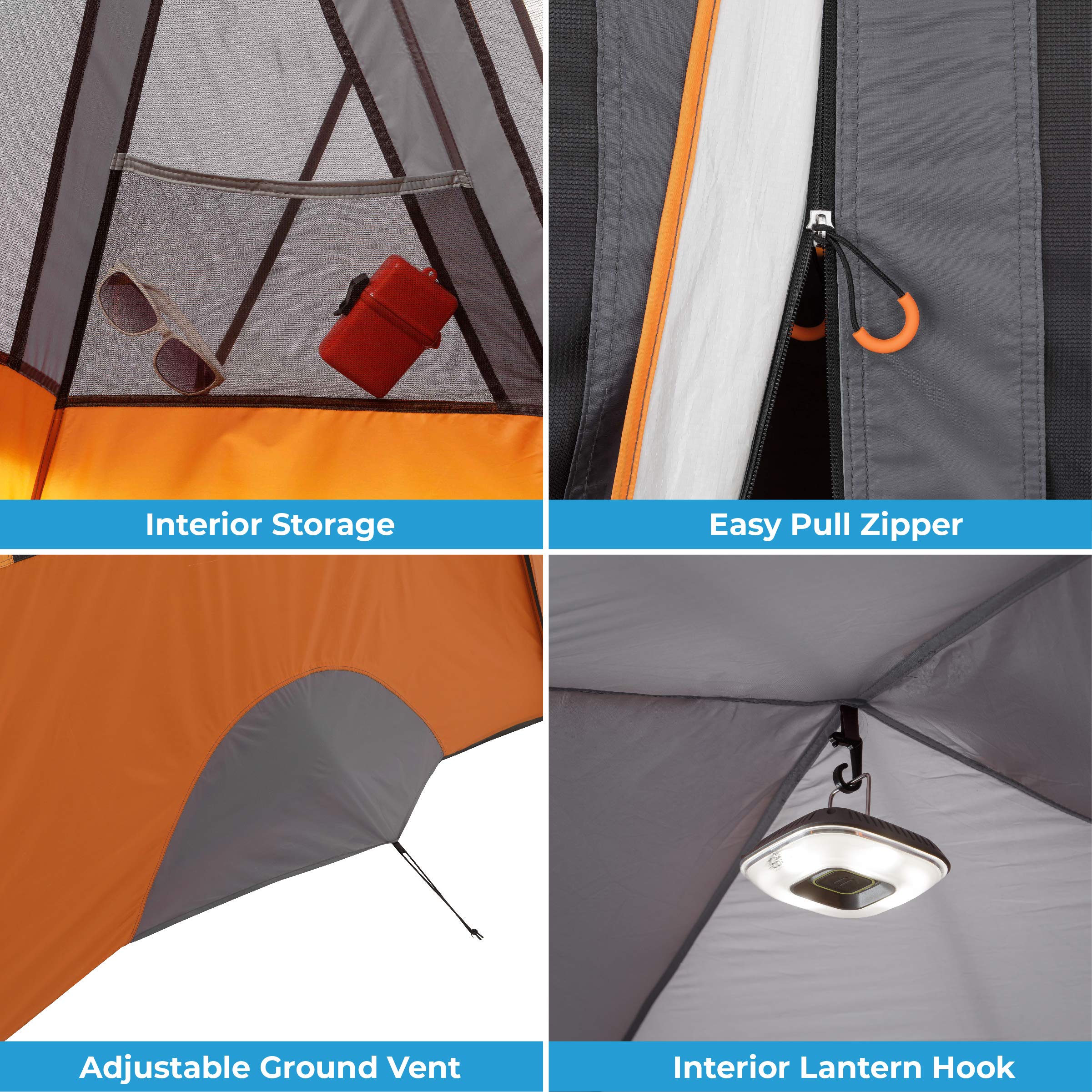 CORE 11 Person Large Multi Room Tent for Family Camping, Hiking and Backpacking | Best Portable Dome Camp Tent with Storage Pockets for Camping Accessories