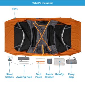 CORE 11 Person Large Multi Room Tent for Family Camping, Hiking and Backpacking | Best Portable Dome Camp Tent with Storage Pockets for Camping Accessories