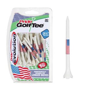 pride performance professional tee system evolution 3-1/4 inch plastic golf tees (30 american flag 3 1/4" tees)