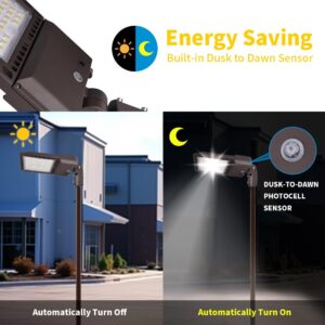 300W LED Parking Lot Lights Adjustable Slip Fitter,Outdoor Lighting with Dusk to Dawn,IP65 Waterproof,39000LM,5000K,LED Street Shoebox Pole Light,100-277V for Commercial Lighting ETL Listed