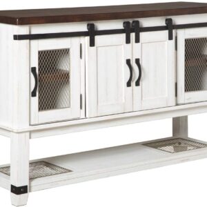 Signature Design by Ashley Valebeck Farmhouse Dining Room Server or Buffet, White & Brown