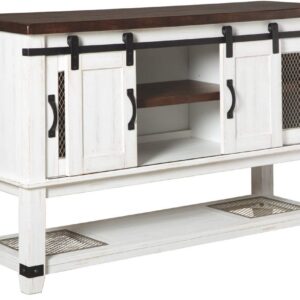 Signature Design by Ashley Valebeck Farmhouse Dining Room Server or Buffet, White & Brown