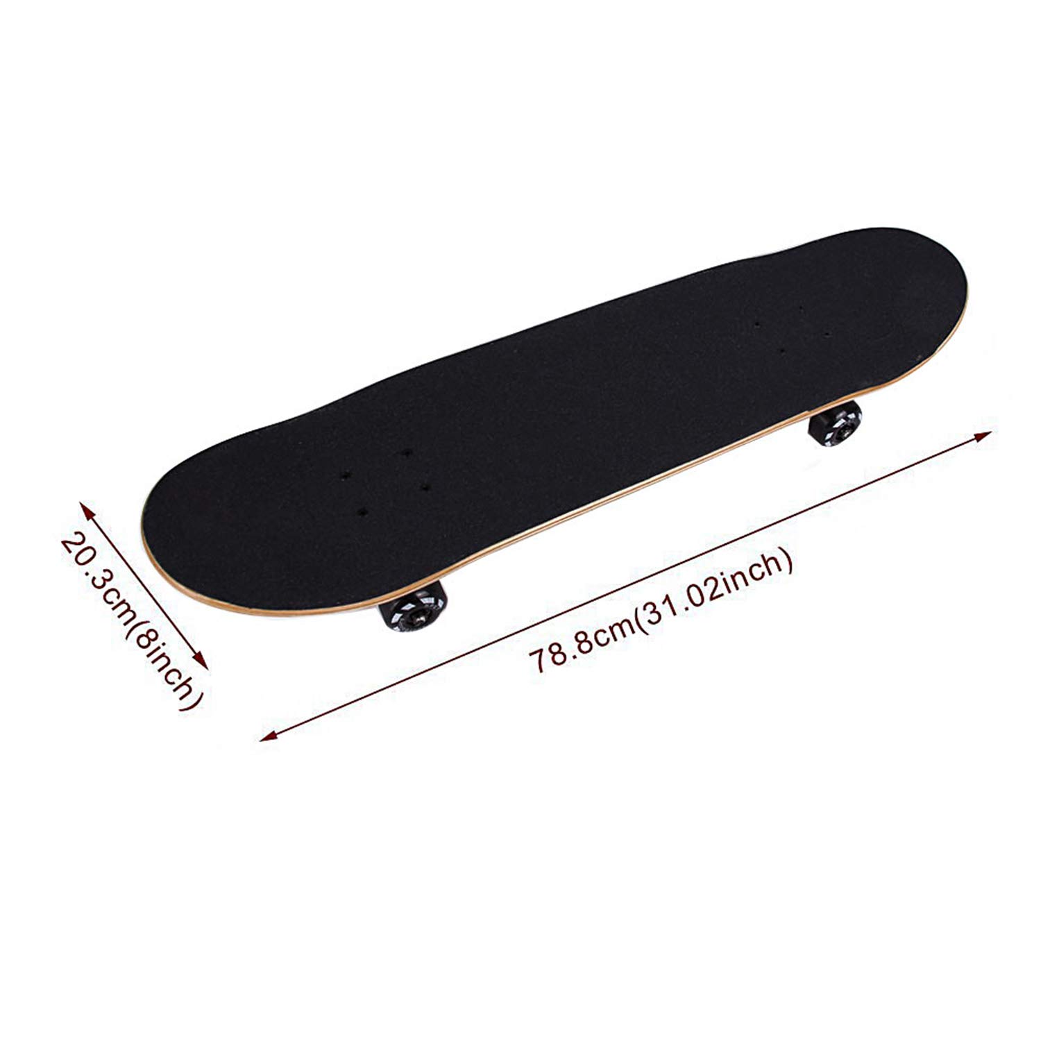 NPET Pro Skateboard Complete 31 Inch 7 Layer Canadian Maple Double Kick Concave Deck Skating Skateboard (Lightning)