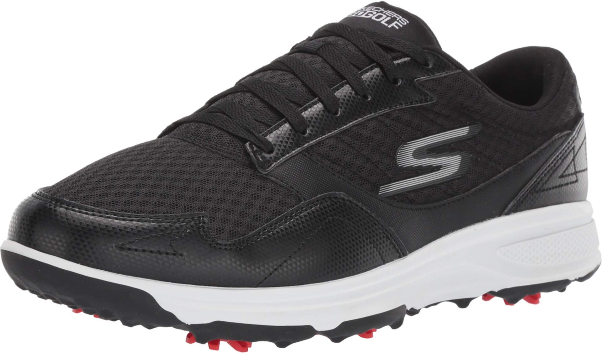 Skechers Men's Torque Sport Fairway Relaxed Fit Spiked Golf Shoe, Black/White, 11 M US