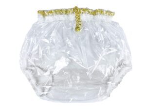 haian pull-on locking plastic (pvc&eva) pants (glass clear, large)