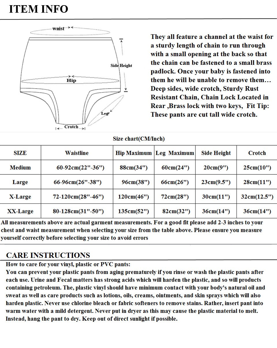 Haian Pull-On Locking Plastic (PVC&EVA) Pants (Glass Clear, Large)