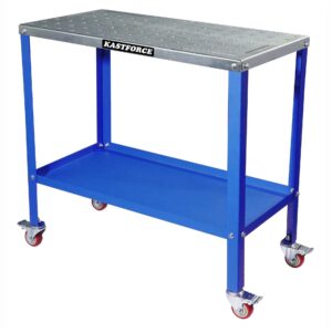 kastforce kf3002 rust-free 36”×18” welding table 1200 lbs loading capacity, wedling cart universal work table with 5/8" holes, top thickness up to 10ga, withstands heat up to 1600 fahrenheit