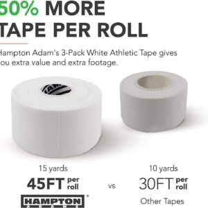 Hampton Adams (32 Pack White Bulk Athletic Tape - 1.5" x 45 feet Per Roll - NO Sticky Residue & Easy to Tear - Perfect for Sports Athletes, Trainers & First Aid Injury Wrap: Fingers Ankles Wrist