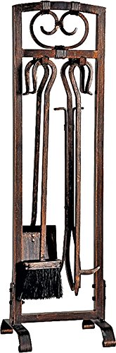 Rocky Mountain Goods Fireplace Tool Set - Brush, Poker, Shovel, Tongs, Stand - Heavy Duty Steel Construction (Antique Bronze)