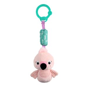 bright starts flamingo chime along friends plush take-along stroller or carrier toy, ages 0 month+