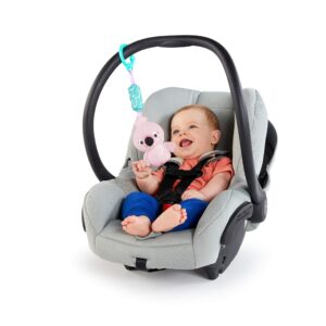 Bright Starts Flamingo Chime Along Friends Plush Take-Along Stroller or Carrier Toy, Ages 0 Month+