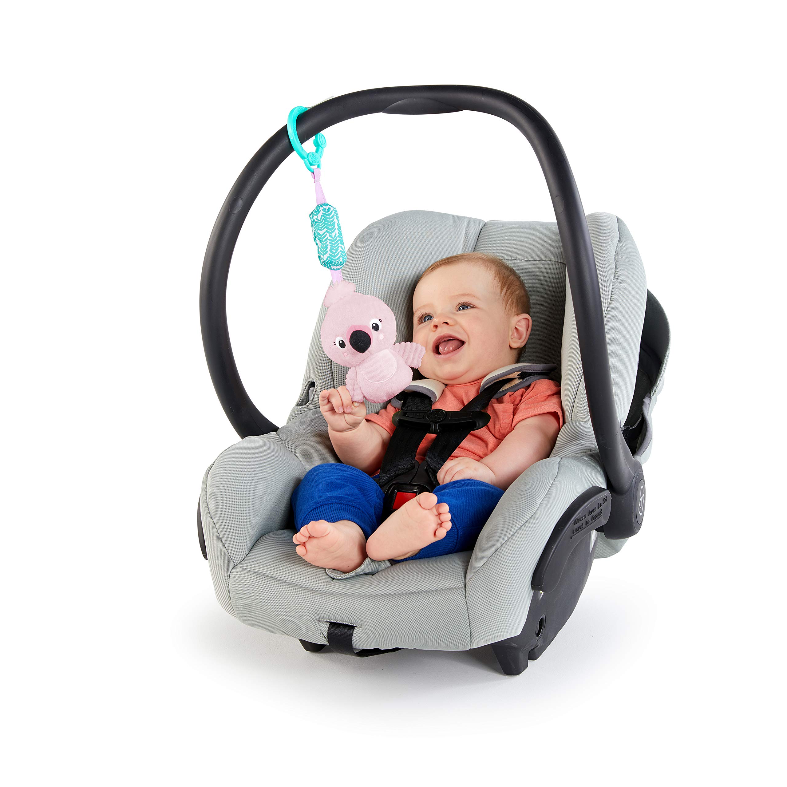 Bright Starts Flamingo Chime Along Friends Plush Take-Along Stroller or Carrier Toy, Ages 0 Month+