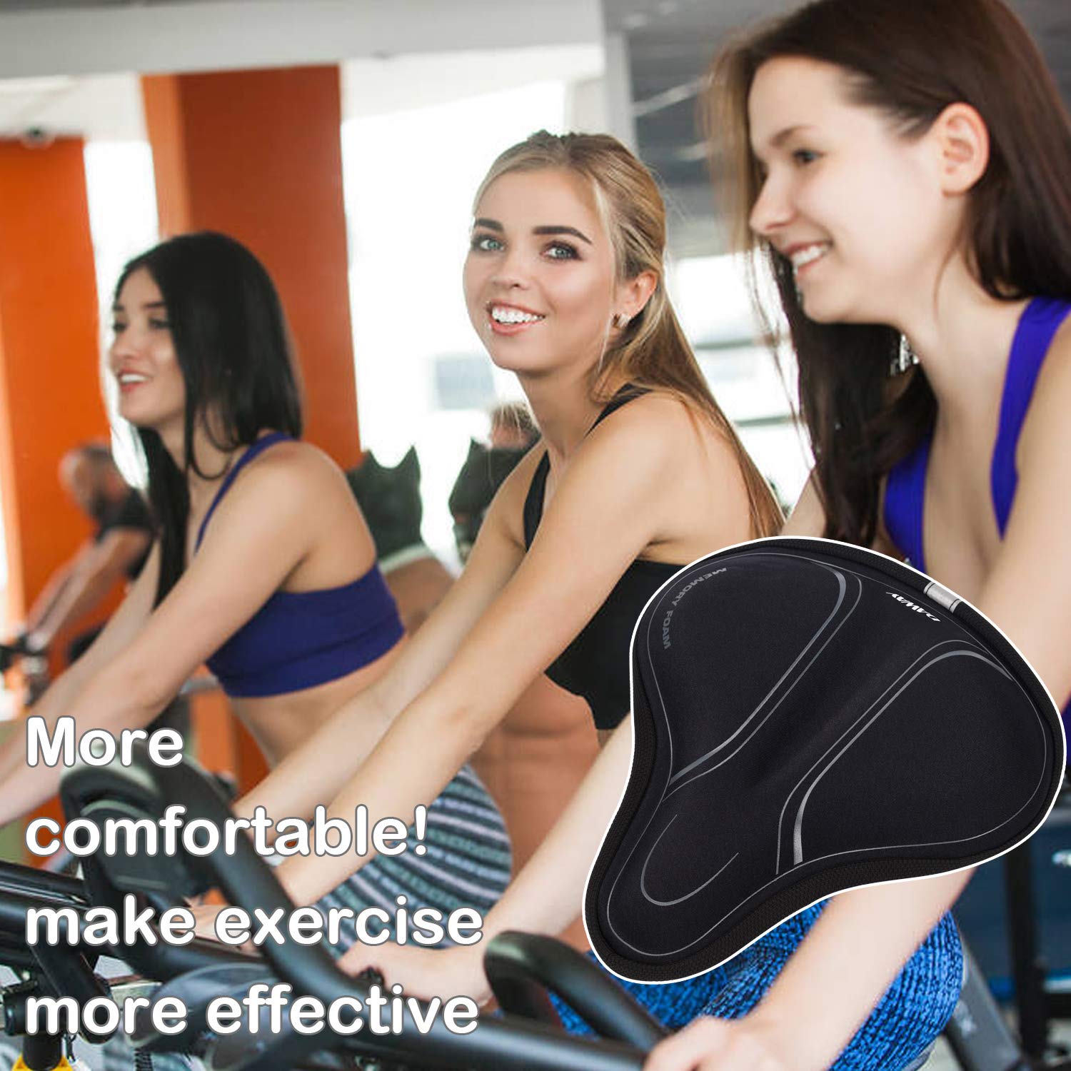 DAWAY Memory Foam Bike Seat Cover - C3 Extra Soft Pad Most Comfortable Exercise Bike Saddle Cushion for Women Men, Fit for Peloton, Stationary, Indoor Bicycles, Mountain, Road Outdoor Bycicle