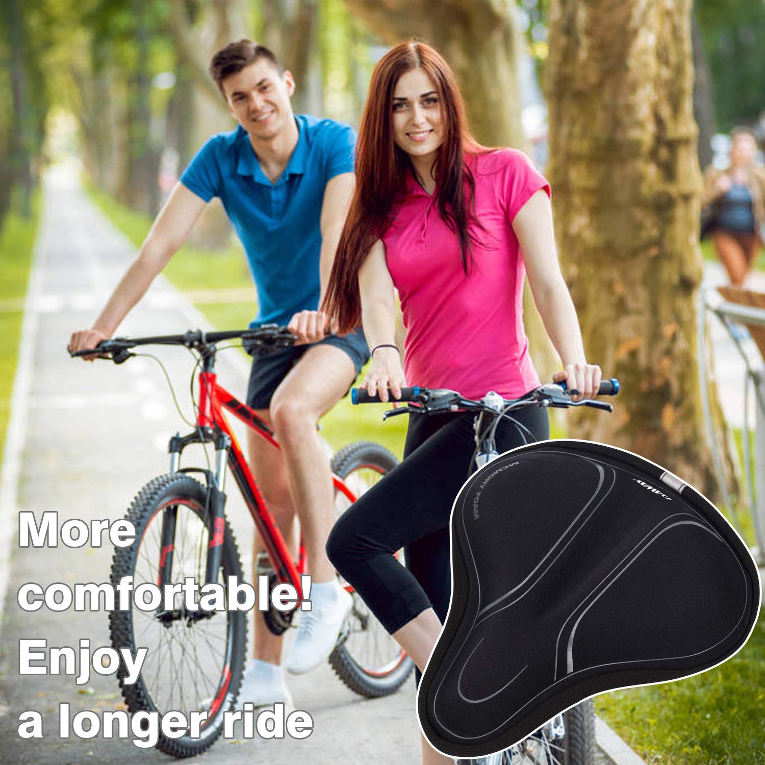 DAWAY Memory Foam Bike Seat Cover - C3 Extra Soft Pad Most Comfortable Exercise Bike Saddle Cushion for Women Men, Fit for Peloton, Stationary, Indoor Bicycles, Mountain, Road Outdoor Bycicle