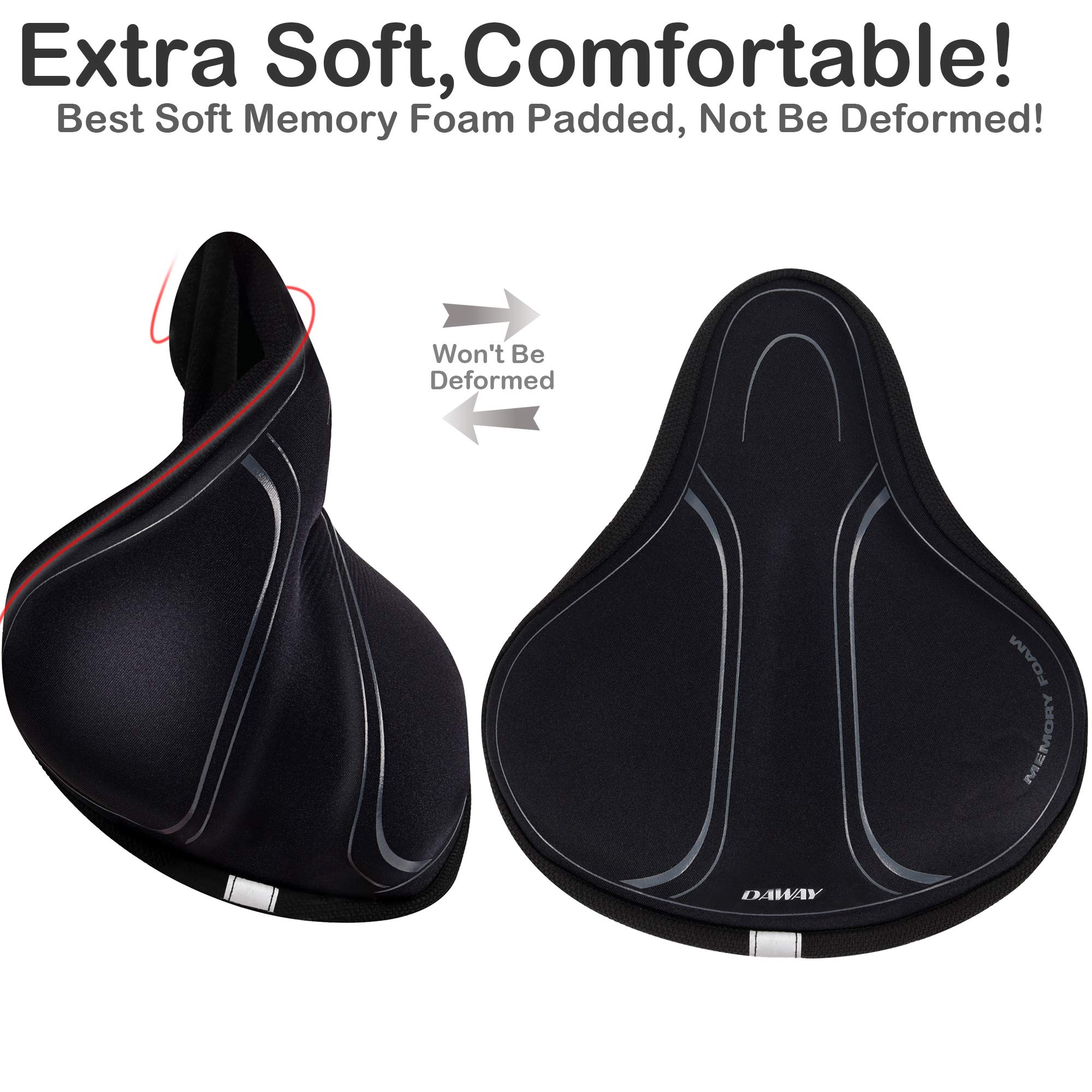 DAWAY Memory Foam Bike Seat Cover - C3 Extra Soft Pad Most Comfortable Exercise Bike Saddle Cushion for Women Men, Fit for Peloton, Stationary, Indoor Bicycles, Mountain, Road Outdoor Bycicle