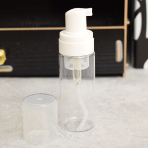 UTENEW 2-Piece Plastic Foamer Bottle Clear Pump Dispenser Mini Travel Size Foaming Soap Face Wash 1.7 Oz, No leaks!