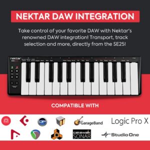 Nektar SE25 | USB MIDI Controller Keyboard with Nektar DAW Integration Black