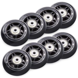 tobwolf 8 pack 70mm 82a indoor inline skate replacement wheels, indoor skating wheels with abec-7 bearings, luggage wheels, training wheels for scooter - black