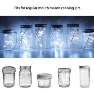 Solar Mason Jar Lights, 8 Pack 15 LED Waterproof Fairy Firefly Jar Lids String Lights with Hangers(NO Jars), Patio Yard Garden Wedding Easter Decoration - Cool White