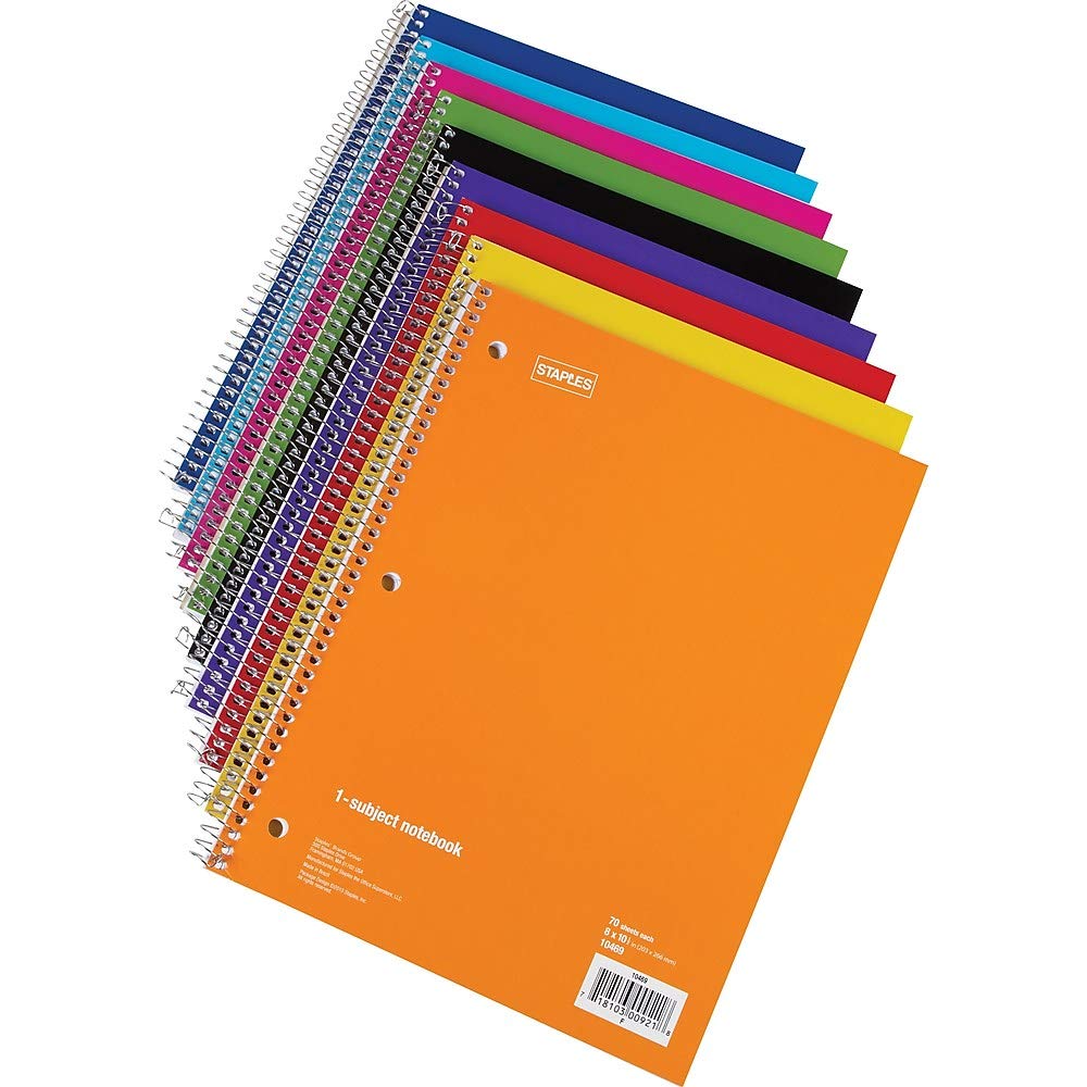 STAPLES 2072874 1 Subject Notebook 8-Inch x 10-1/2-Inch College Ruled 48 pack