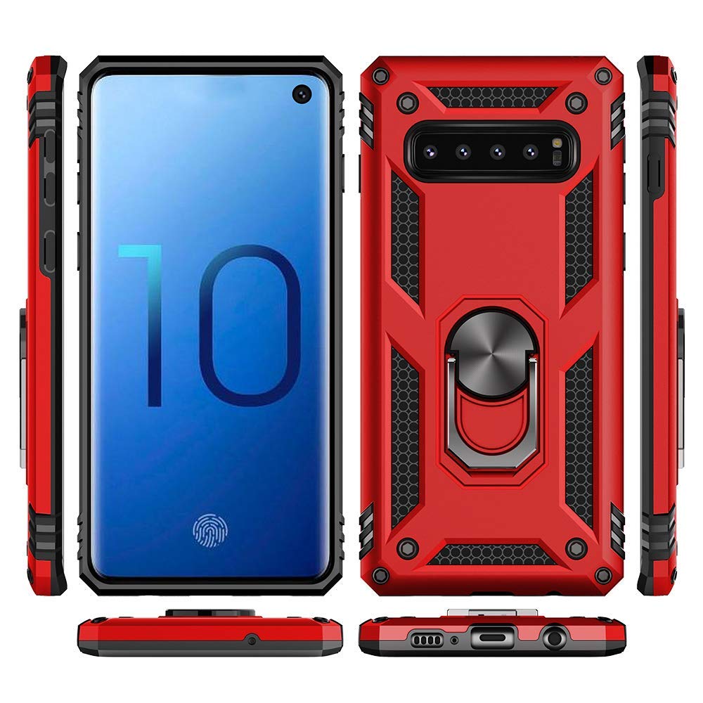 Military Grade Drop Impact for Samsung Galaxy S10 5G Case [Fit S10 5G] Metal Rotating Ring Kickstand Holder Built-in Magnetic Car Mount Armor Shockproof Case for Galaxy S10 5G Phone Case (Black)