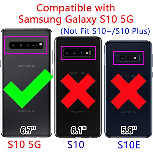 Military Grade Drop Impact for Samsung Galaxy S10 5G Case [Fit S10 5G] Metal Rotating Ring Kickstand Holder Built-in Magnetic Car Mount Armor Shockproof Case for Galaxy S10 5G Phone Case (Black)