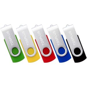 tosplus 5pack 32gb usb 2.0 flash drive thumb drives memory stick jump drive zip drive (black/green/blue/red/yellow)