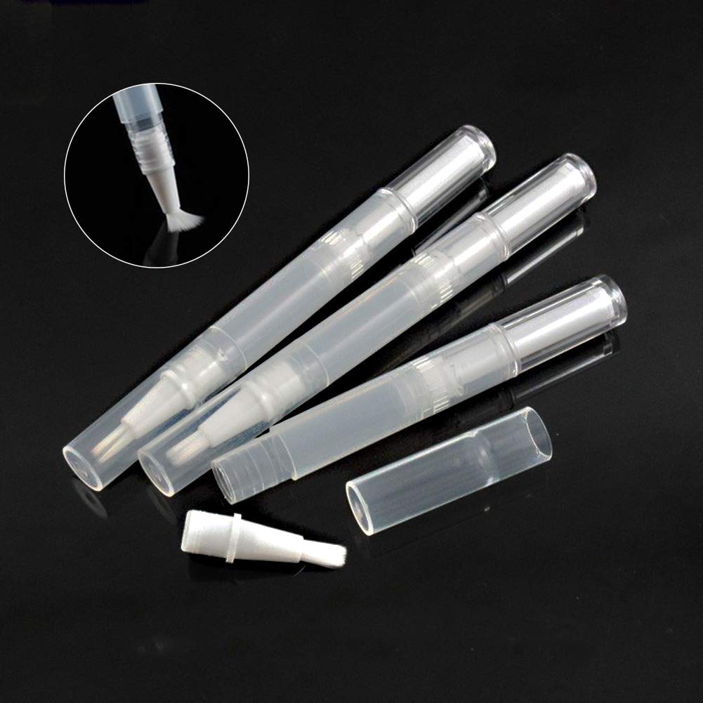 20 PCS Cuticle Oil Pens Transparent Twist Pens Cosmetic Container Empty Cuticle Nail Oil Pen With Brush Tip Lip Gloss Twist Pens Refillable Eyelash Growth Liquid Tube 10 Transfer Pipettes 2 Stickers