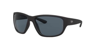 ray-ban rb4300 square sunglasses, matte black/blue, 63 mm