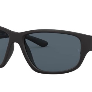 Ray-Ban RB4300 Square Sunglasses, Matte Black/Blue, 63 mm