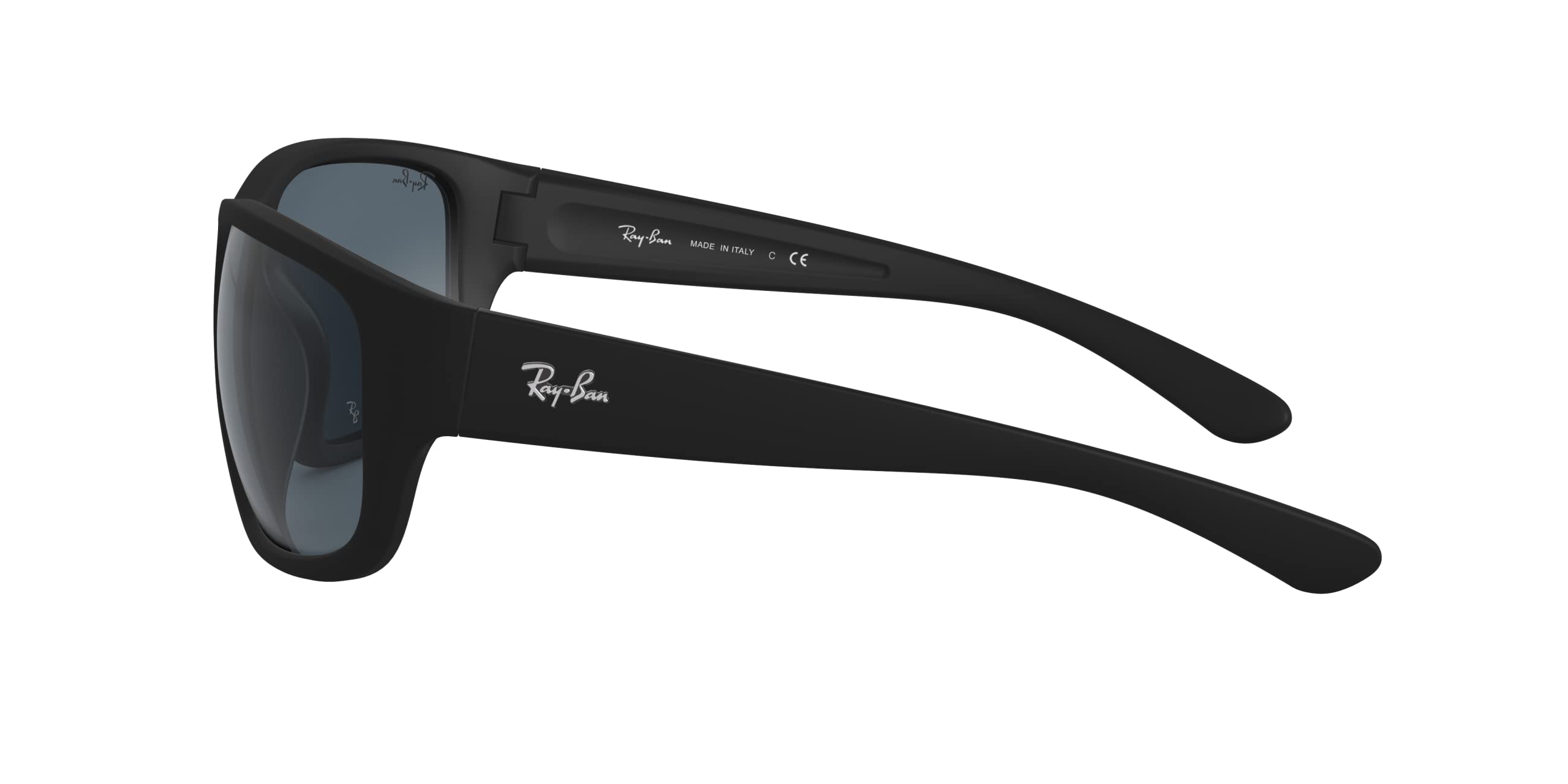 Ray-Ban RB4300 Square Sunglasses, Matte Black/Blue, 63 mm