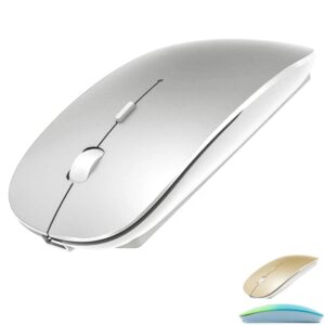 klo rechargeable bluetooth mouse for macbook/macbook air/pro/ipad, wireless mouse for macbook/laptop/notebook/ipad/chromebook/pc(silver)