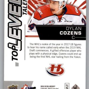 2018-19 Upper Deck CHL Top Level Talent Hockey #TL-6 Dylan Cozens Lethbridge Hurricanes Official Canadian Hockey League Trading Card From UD