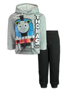 thomas & friends tank engine toddler boys fleece hoodie & pants set grey/black 2t