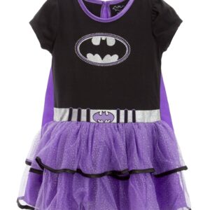 WARNER BROS DC Comics Justice League Batgirl Newborn Baby Girls Tulle Costume Dress Leggings Cape and Headband 4 Piece Set 0-6 Months