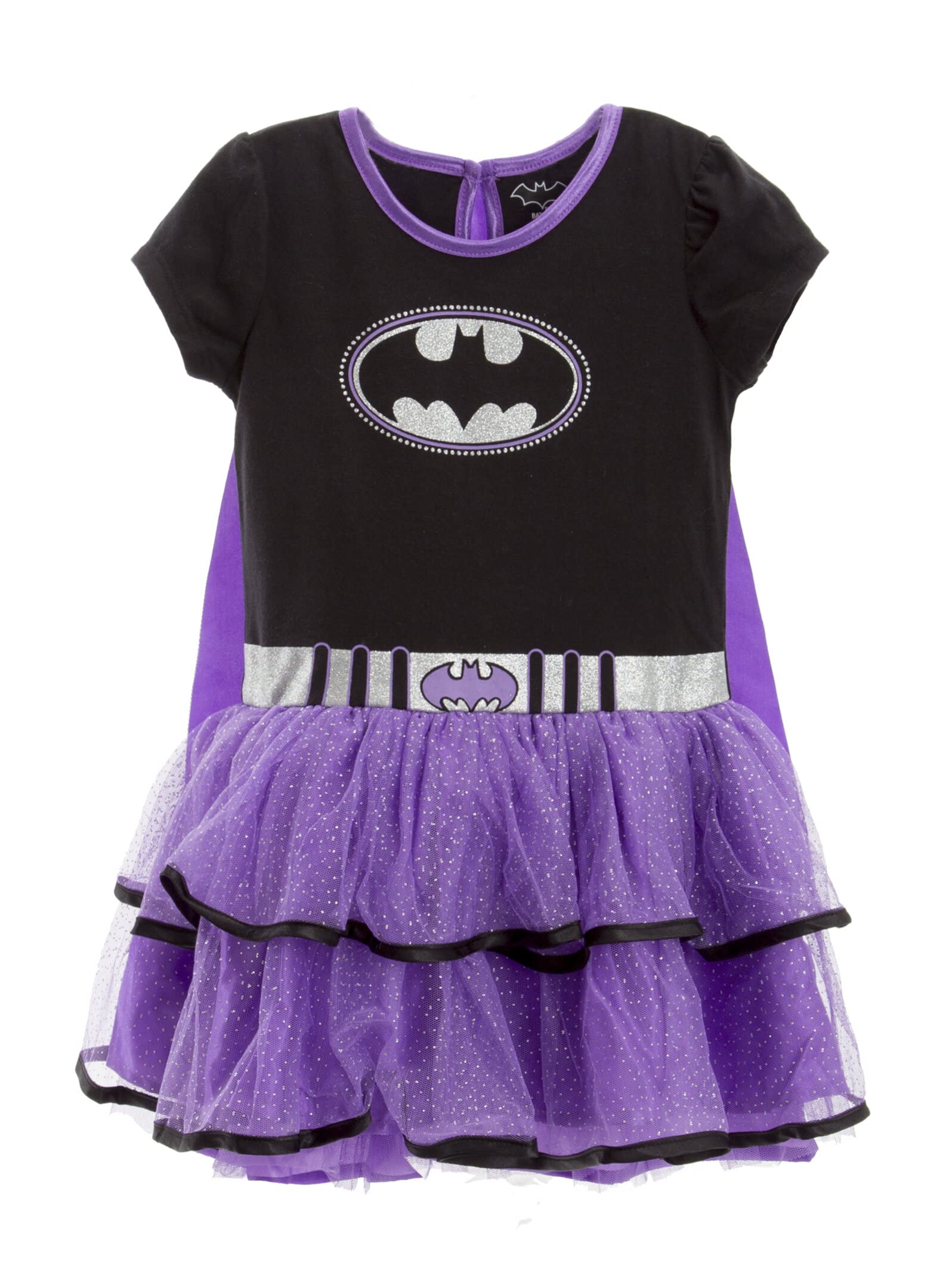 WARNER BROS DC Comics Justice League Batgirl Newborn Baby Girls Tulle Costume Dress Leggings Cape and Headband 4 Piece Set 0-6 Months