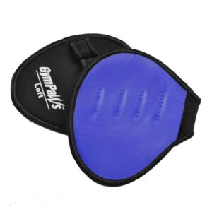 real leather workout gym grip pads w 4 finger loop sweatproof backing (blue)