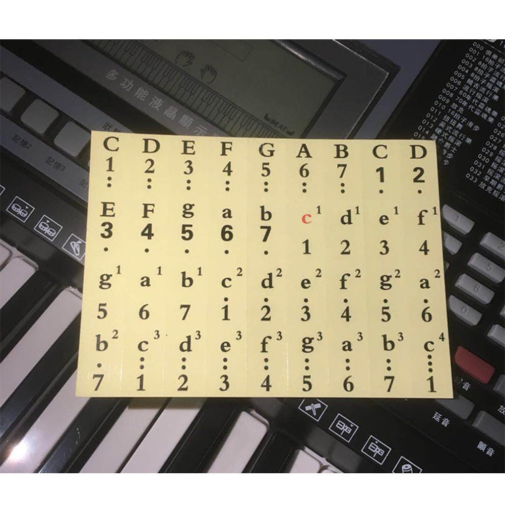 Healifty 1 Pcs Piano Stickers for Keys Piano Keyboard Stickers for 61 54 49 Keys Color Black Transparent Piano Numbered Musical Notation Stickers