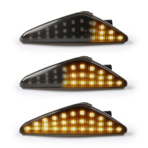 gempro 2pcs dynamic amber led side marker turn signal light for bmw e70 x5 e71 x6 f25 x3, replace oem side marker light