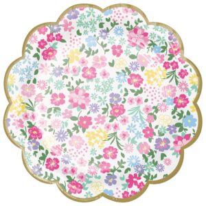 creative converting floral tea party scalloped dessert plates, 8 ct, multicolor, 7", 8 ct