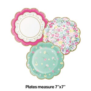 Creative Converting Floral Tea Party Scalloped Dessert Plates, 8 ct, Multicolor, 7", 8 ct