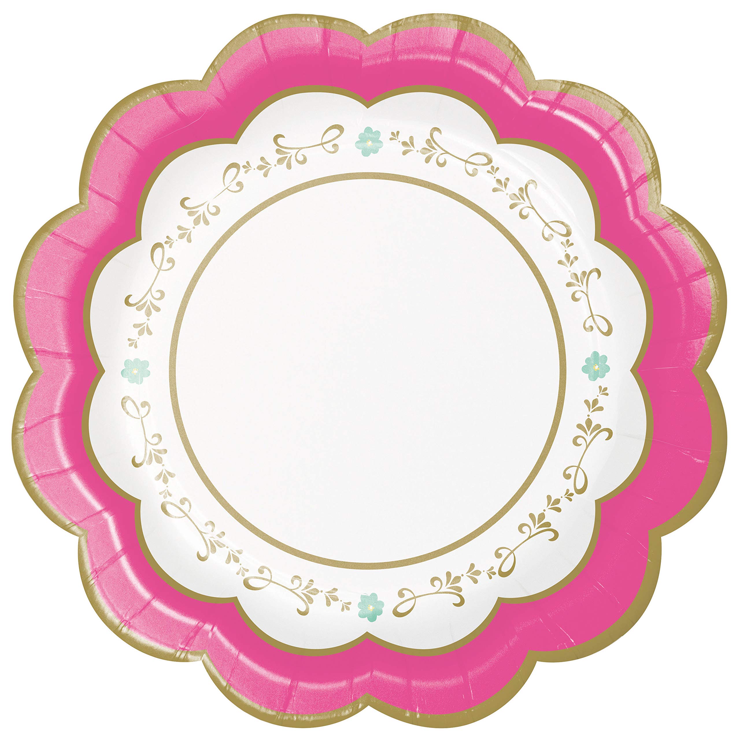 Creative Converting Floral Tea Party Scalloped Dessert Plates, 8 ct, Multicolor, 7", 8 ct