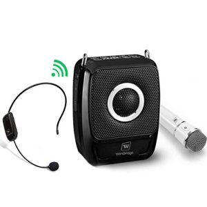 w winbridge s92 pro portable pa system -25w bluetooth speaker with dual wireless microphones, wireless voice amplifier with headset mic and handheld mic for presentations, teaching, karaoke