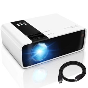 grc mini projector, 1080p hd supported portable movie projector with 45000 hrs led lamp life, compatible with tv stick video game hdmi usb av dvd for multimedia home theater, projector for outdoor