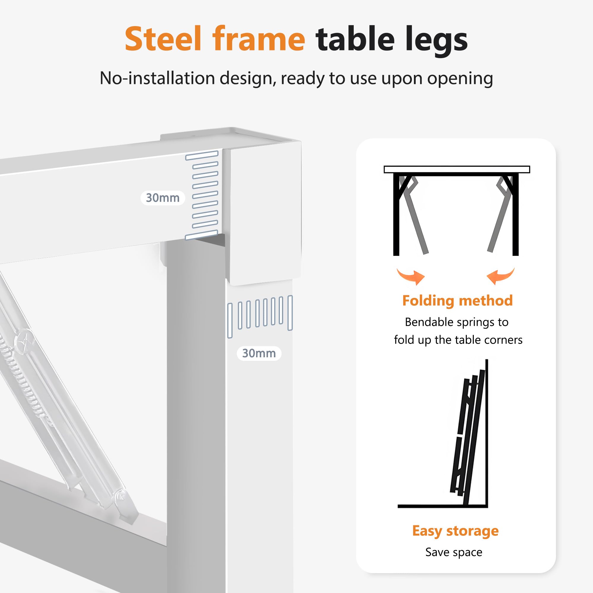 DlandHome 47 inches Folding Table Computer Desk Portable ActivityTable Conference Table Home Office Desk, Fully Assembled Teak and White DND-ND5-120TW