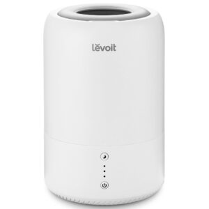 levoit humidifiers for baby bedroom top fill cool mist for kids nursery, plants with essential oil, built-in smart sensor provides consistent humidity, ultra quiet operation, 1.8l, white