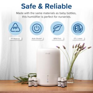 LEVOIT Humidifiers for Baby Bedroom Top Fill Cool Mist for Kids Nursery, Plants with Essential Oil, Built-in Smart Sensor Provides Consistent Humidity, Ultra Quiet Operation, 1.8L, White